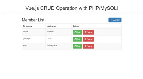 Update And Delete Data Using Vuejs In Php Campcodes