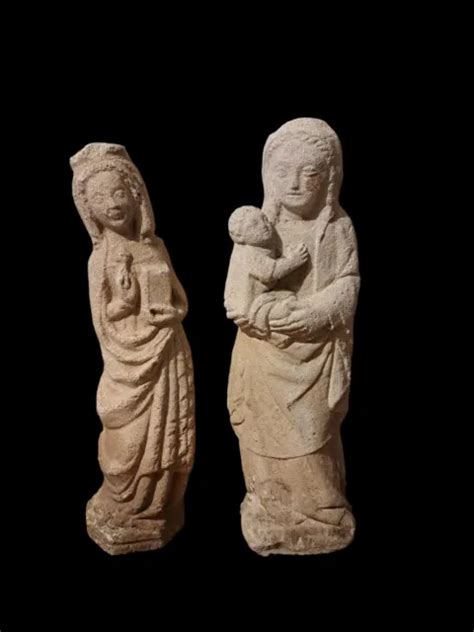 Ancienne Statuette En Pierre De Calcaire Lot De 2 Eur 152 99