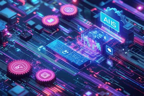Isometric Illustration Showcasing Digital Networks Gears And Cloud