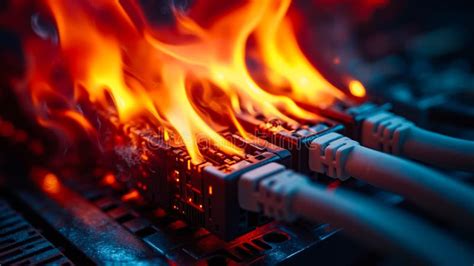 A Close Up Of A Bunch Of Ethernet Cables On Fire Stock Image Image Of Electrical Switch