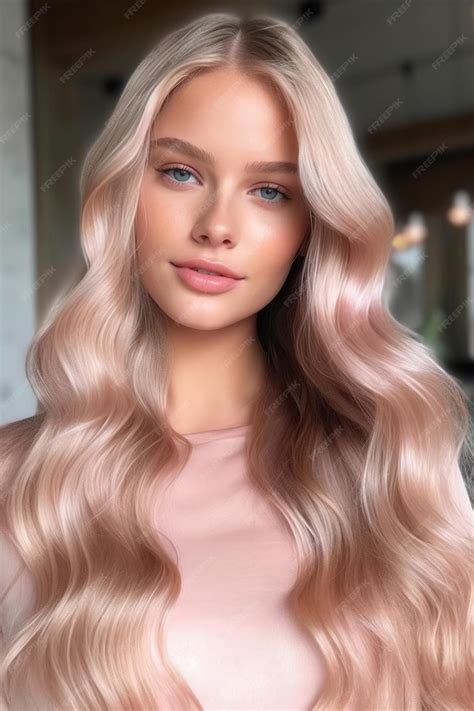 Premium Ai Image A Woman With Blonde Hair And A Pink Shirt