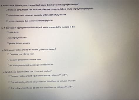 Solved Suppose A Decrease In Aggregate Demand Shifts The