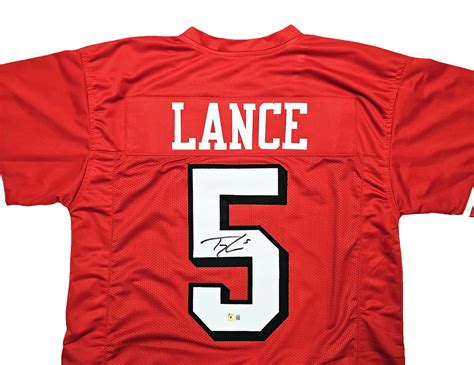 San Francisco 49ers Trey Lance Autographed Red Jersey Beckett Bas