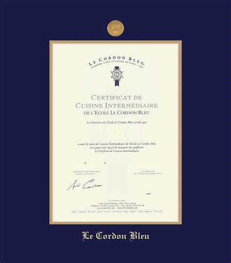 Cordon Bleu Certificate