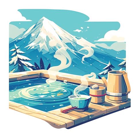 Premium Vector Japanese Hot Spring Patterns With Steamy Water