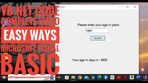 VB Net Tutorial Calculator Your Age In Days From Birth Year Input YouTube