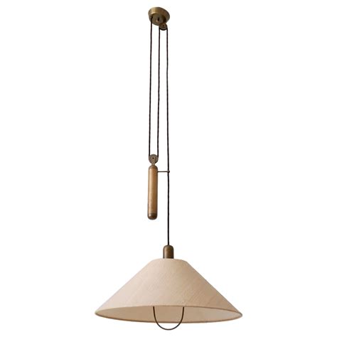Rare Elegant Mid Century Modern Counterweight Brass Pendant Lamp