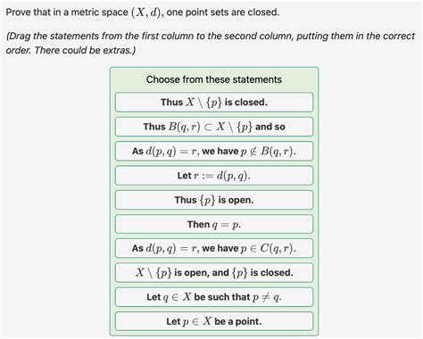 Solved Prove That In A Metric Space X D One Point Sets Chegg