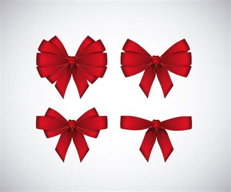 Premium Vector Set Of Red Bows Isolated On White