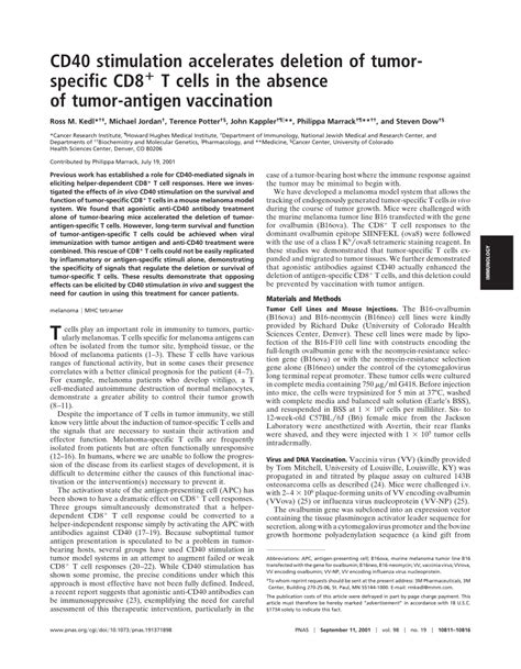 Pdf Cd40 Stimulation Accelerates Deletion Of Tumor Specific Cd8 T