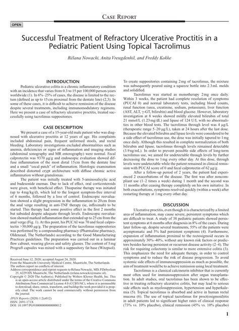 Pdf Successful Treatment Of Refractory Ulcerative Proctitis In A