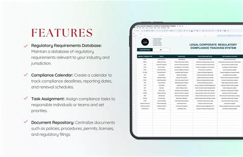 Legal Corporate Regulatory Compliance Tracking System Template In Excel
