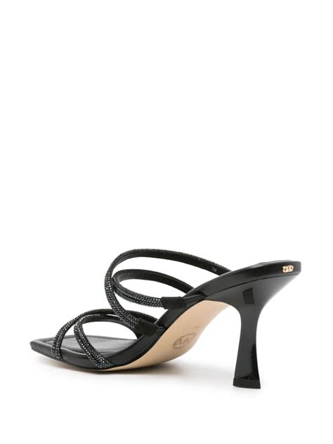 Michael Michael Kors Rhinestone Embellished Strappy Mules Black