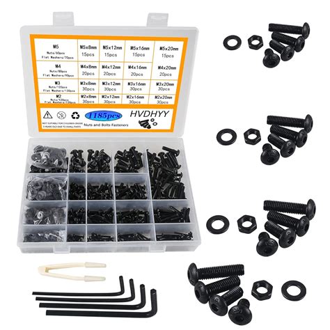 HVDHYY 1180Stück M2 M3 M4 M5 Schrauben Set aus Kohlenstoffstahl