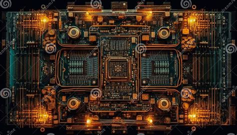 Abstract Computer Chip Circuit Board Glows With Futuristic Complexity