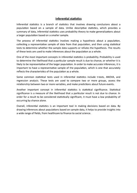 Inferential Statistics Inferential Statistics Inferential Statistics