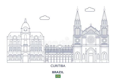 Skyline Da Cidade De Curitiba Brasil Ilustração do Vetor Ilustração