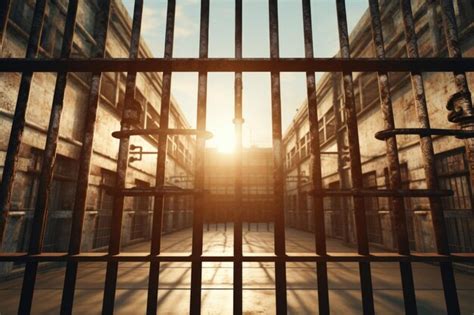 A Jail Cell With The Sun Setting Behind It Perfect For Illustrating