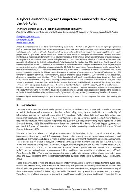 Pdf A Cyber Counterintelligence Competence Framework Developing The