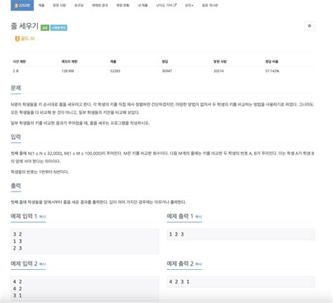 🥇 [baekjoon java] 2252 줄 세우기