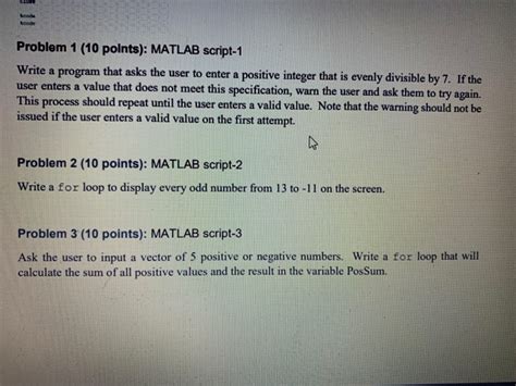 Solved Code Bcode Problem Polnts Matlab Script Chegg