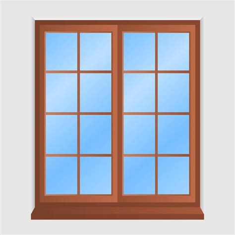 Simple Wooden Frame Window Double Wooden Window Element On White