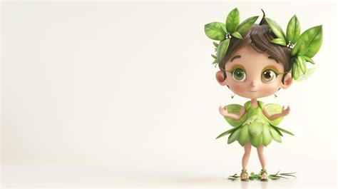 Premium Photo A Mesmerizing 3d Depiction Of An Adorable Nymph In A Serene White Background
