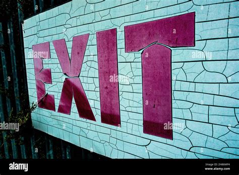 Exit Sign Mounted On Security Railings Stock Photo Alamy
