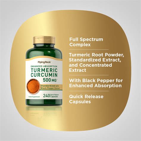 Standardized Turmeric Curcumin Complex 500 Mg 240 Quick Release Caps