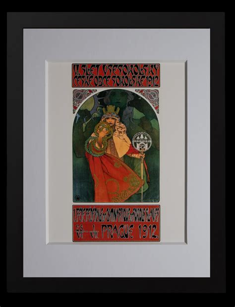 Affiche Encadrée Alfons Mucha Sokol Festival Avec Feuille Dor