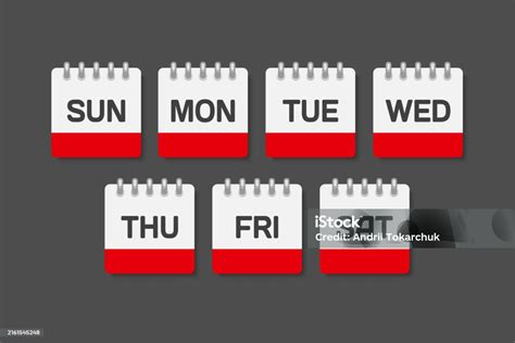 Vector Set Icon Page Calendar Days Of The Week お祝いのベクターアート素材や画像を多数ご用意