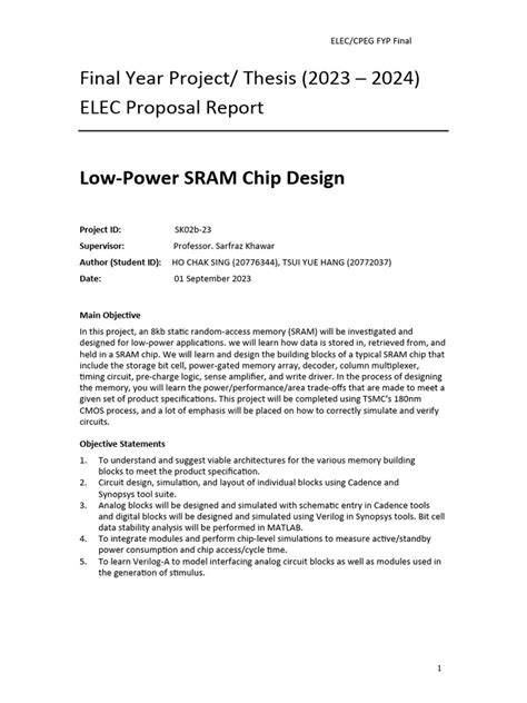 2324model Proposal Report Pdf Cmos Random Access Memory