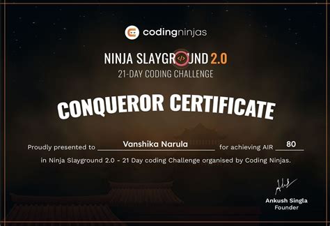 Vanshika Narula On Linkedin Codingninjas Slayground2 Achievement