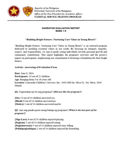Narrative Evaluation Report Pdf Social Psychology Behavior
