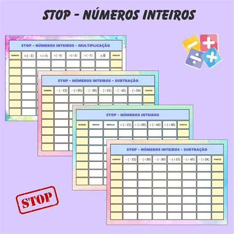 Números Inteiros Stop Matemaginando
