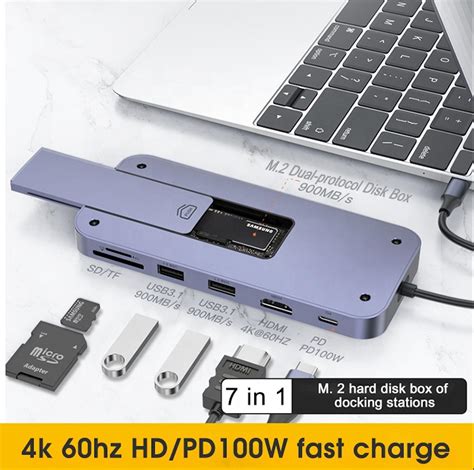 คลงสนคาพรอม USB C Dock SSD Enclosure USB C Docking Station 10 Gbps USB 3 1 Gen 2 Macbook