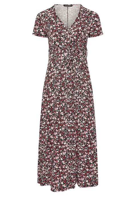 Yours Plus Size Black Ditsy Floral Print Maxi Wrap Dress Yours Clothing