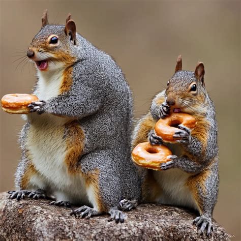 A Really Fat Squirrel Eating A Donut 4k Highly Stable Diffusion