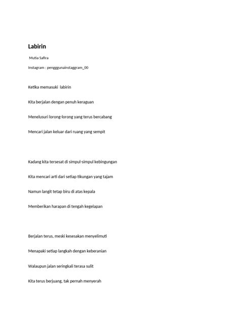 Puisi Mutia Safira Labirin Pdf
