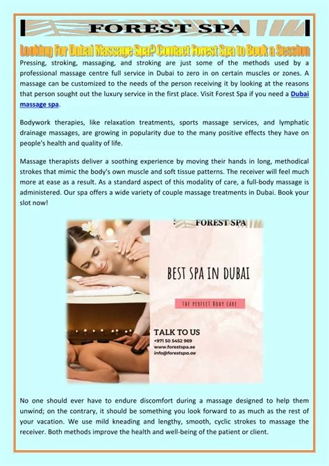 Ppt Looking For Dubai Massage Spa Contact Forest Spa To Book A Session Powerpoint Presentation