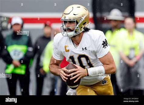Notre Dame Quarterback Sam Hartman 10 Prepares To Throw The Ball