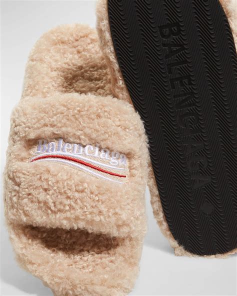 Balenciaga Faux Fur Slide Sandals Neiman Marcus