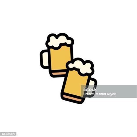 乾杯 啤酒圖示簡單的顏色與輪廓向量元素的國際啤酒日圖示為 Ui 和 Ux 網站或移動應用程式向量圖形及更多international Beer