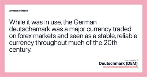 Deutschmark (DEM) | AwesomeFinTech Blog