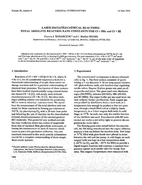 Pdf Laser Initiated Chemical Reactions Total Absolute Reaction Rate