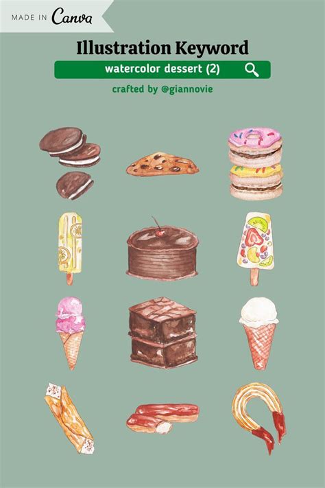 Canva Creation Illustration Keyword Watercolor Dessert 2 Desain