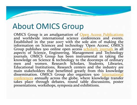 Pdf About Omics Group · About Omics