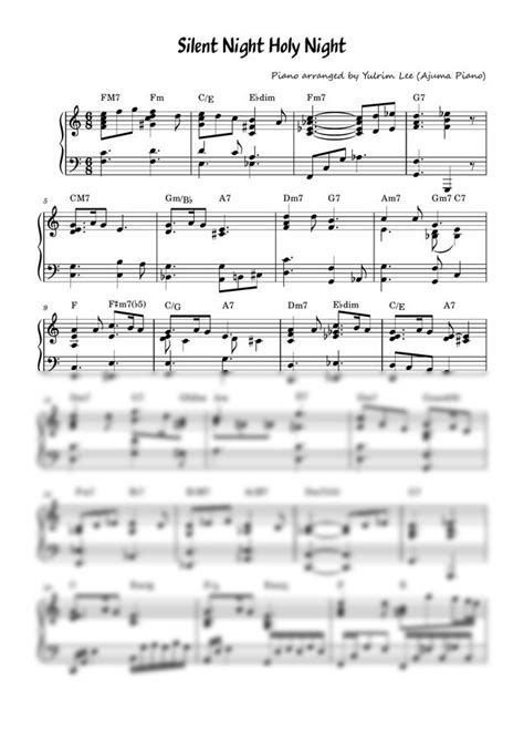 악보 Franz Xaver Gruber 고요한 밤 거룩한 밤 Silent Night Holy Night C Key