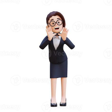 Surprised 3d Woman Reclines On Her Hands And Shouting While Looking At