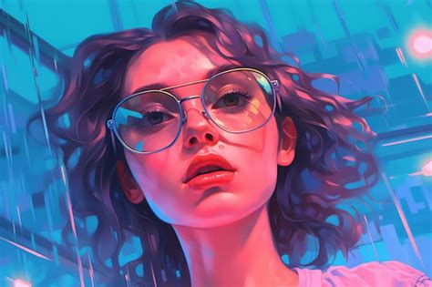Premium Ai Image A Female Model Washed Out In Stylish Glasses In The
